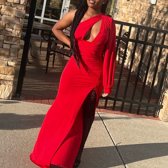 Dresses | Red Split Dress | Poshmark